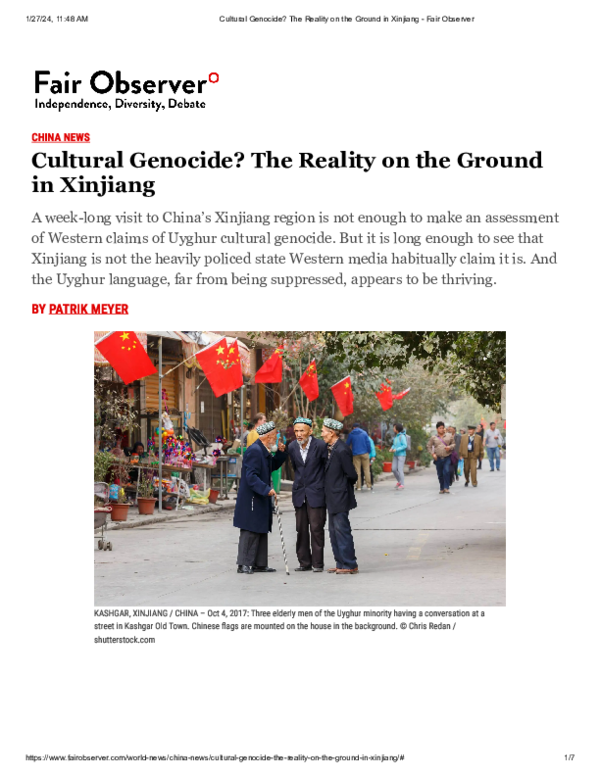 (PDF) Cultural Genocide The Reality on the Ground in Xinjiang