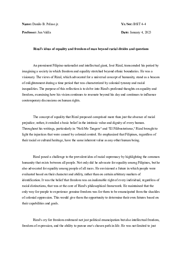 (PDF) Rizal’s ideas of equality and freedom of man beyond racial ...
