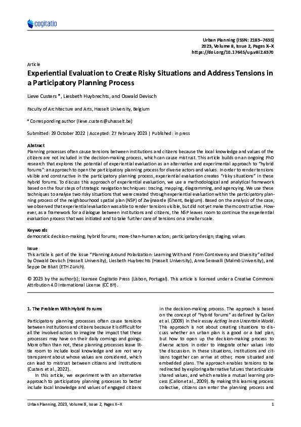 (PDF) Experiential Evaluation to Create Risky Situations and Address Tensions in a Participatory ...