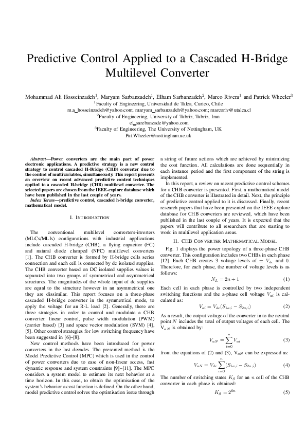 (PDF) Predictive Control Applied to a Cascaded H-Bridge Multilevel Converter