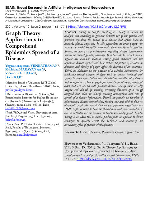 (PDF) Graph Theory Applications to Comprehend Epidemics Spread of a Disease