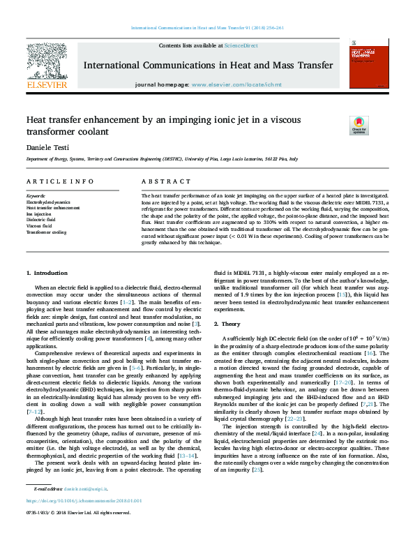 (PDF) Heat transfer enhancement by an impinging ionic jet in a viscous ...