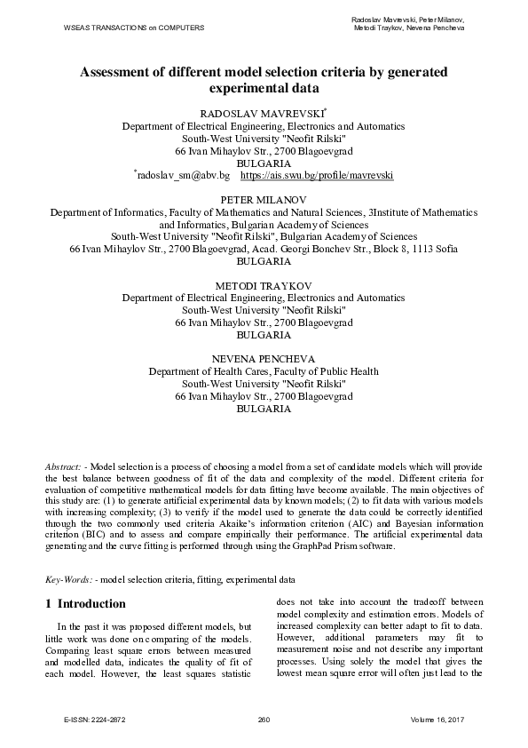 (PDF) Assessment of Different Model Selection Criteria by Generated ...