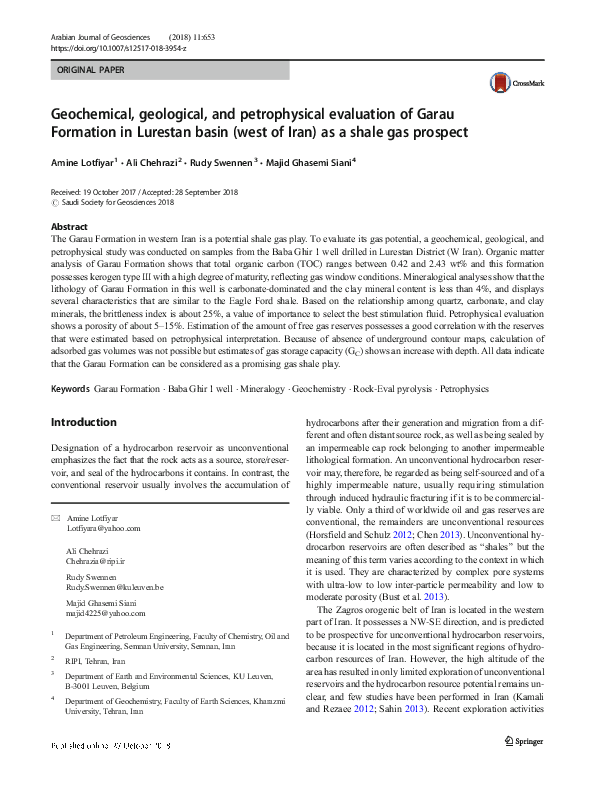 (PDF) Geochemical, geological, and petrophysical evaluation of Garau ...