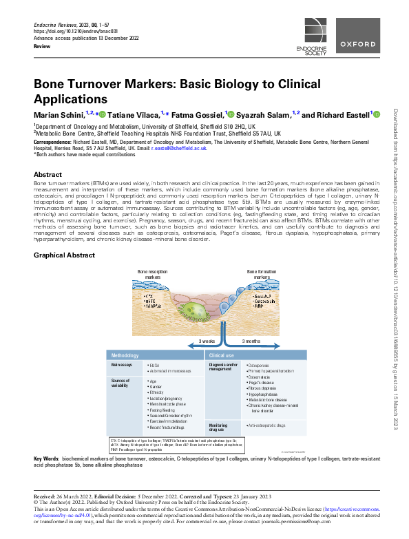 (PDF) Bone Turnover Markers: Basic Biology to Clinical Applications