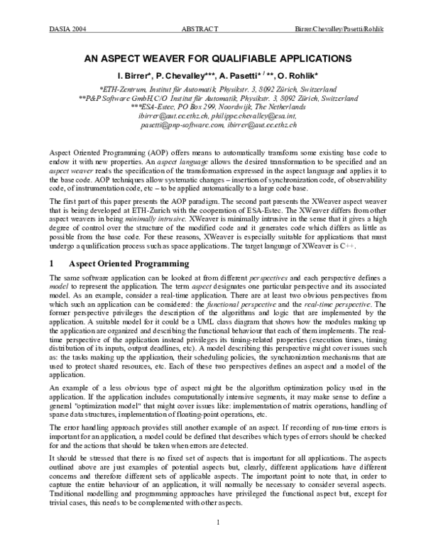 (PDF) An Aspect Weaver for Qualifiable Applications