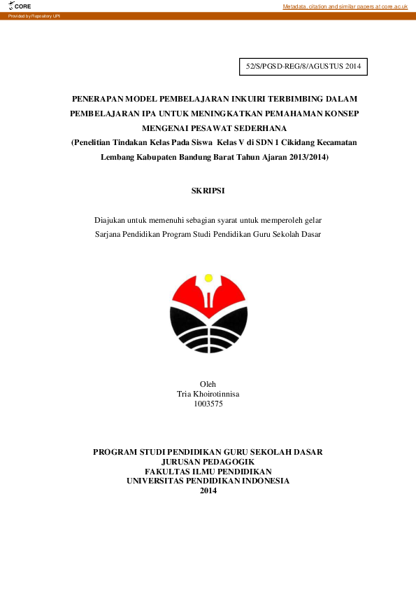 (PDF) PENERAPAN MODEL PEMBELAJARAN INKUIRI TERBIMBING DALAM PEMBELAJARAN IPA UNTUK MENINGKATKAN ...