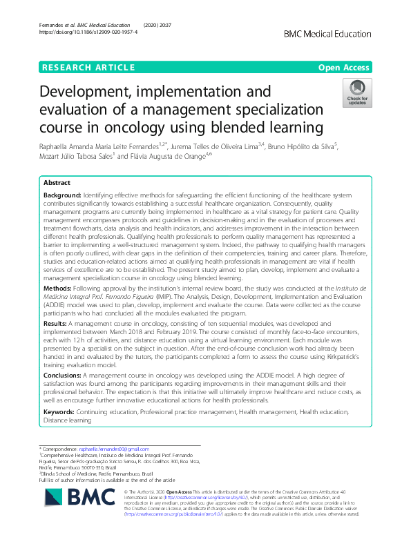 (PDF) Development, implementation and evaluation of a management specialization course in ...