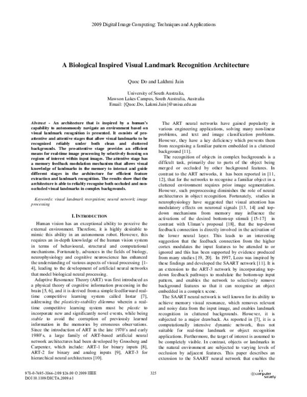 (PDF) A Biological Inspired Visual Landmark Recognition Architecture