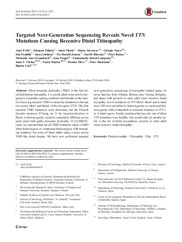 (PDF) Targeted Next-Generation Sequencing Reveals Novel TTN Mutations ...