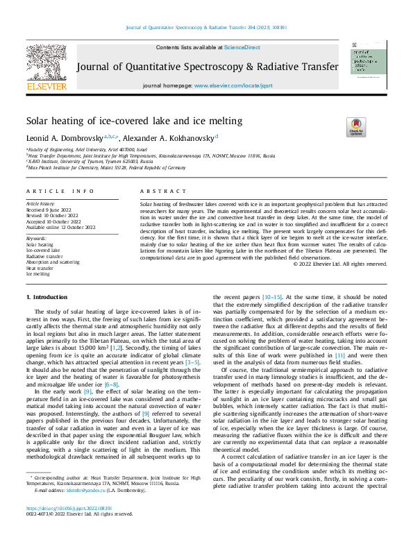 (PDF) Journal of Quantitative Spectroscopy & Radiative Transfer