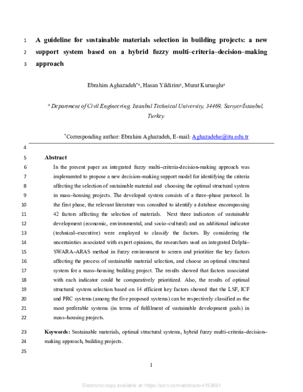 Pdf A Guideline For Sustainable Materials Selection In Building Projects A New Support System