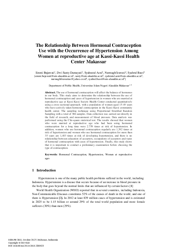 (PDF) The Relationship Between Hormonal Contraception Use with the ...