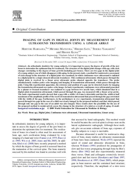 (PDF) Imaging of gaps in digital joints by measurement of ultrasound ...