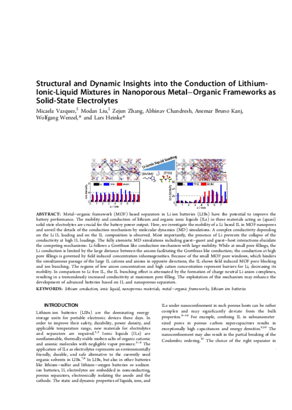 (PDF) Lithium-Ionic Liquids in MOFs for Battery Conductivity