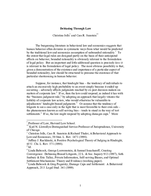 (PDF) Debiasing through Law