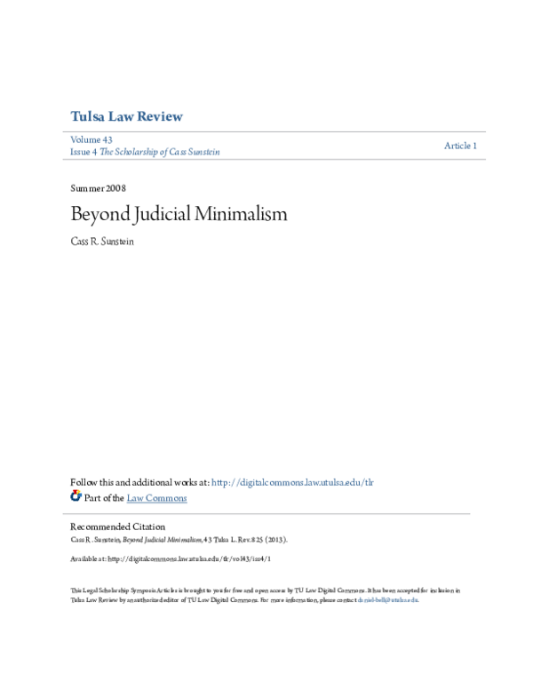 (PDF) Beyond Judicial Minimalism