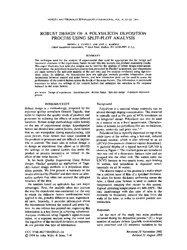 (PDF) Robust design of a polysilicon deposition process using split-plot analysis | Jose Eduardo ...