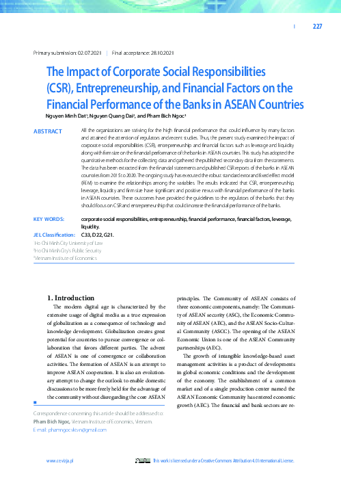 (PDF) The Impact of Corporate Social Responsibilities (CSR ...