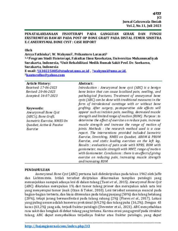 Penatalaksanaan Fisioterapi Pada Gangguan Gerak Dan Fungsi Ekstremitas ...