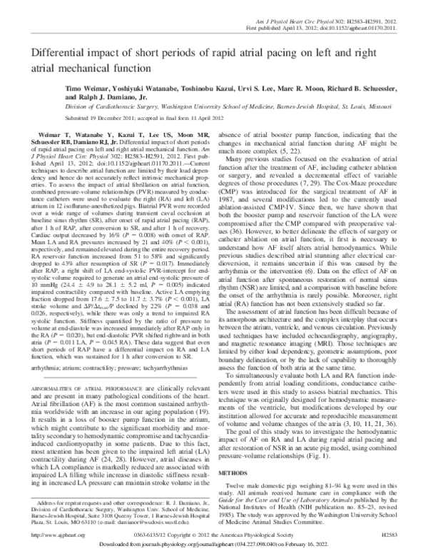 (PDF) Differential impact of short periods of rapid atrial pacing on ...