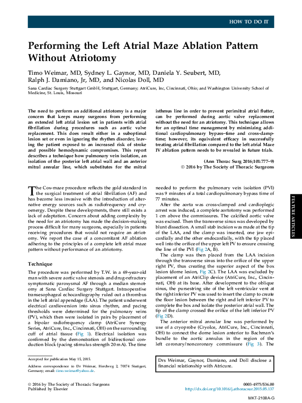 (PDF) Performing the Left Atrial Maze Ablation Pattern Without ...