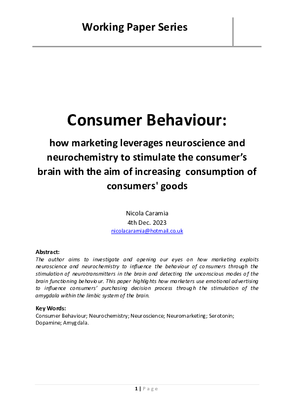 (PDF) Consumer Behaviour: how marketing leverages neuroscience and neurochemistry to stimulate ...