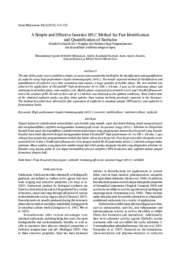 (PDF) A Simple and Effective Isocratic HPLC Method for Fast Identification and Quantification of ...