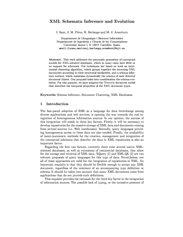 (PDF) XML Schemata Inference and Evolution