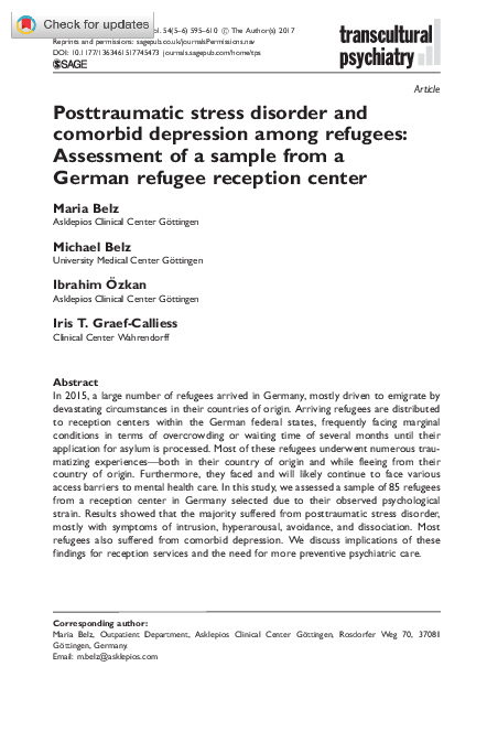 (PDF) PTSD and Depression in German Refugees