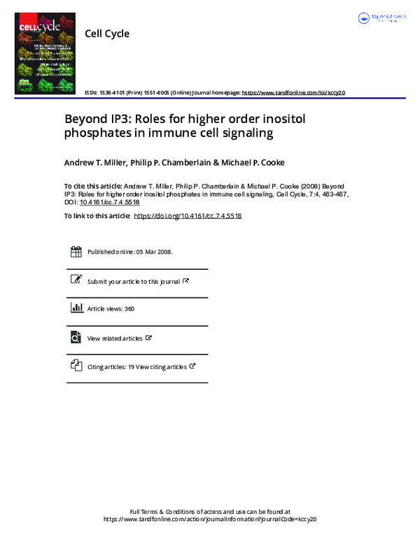(PDF) Beyond IP3: Roles for higher order inositol phosphates in immune ...