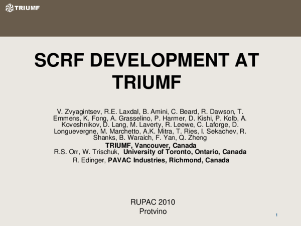 (PDF) SCRF Development at Triumf