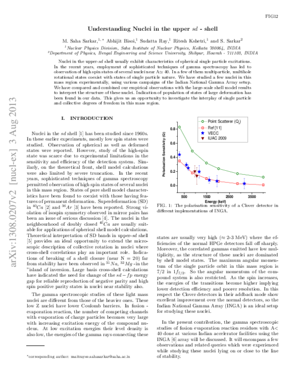 (PDF) Understanding Nuclei in the upper sd - shell | M Saha Sarkar - Academia.edu
