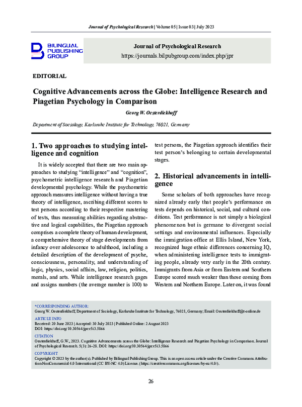 (PDF) Cognitive Advancements across the Globe: Intelligence Research ...