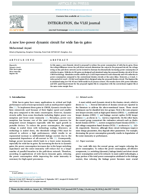 (PDF) A new low-power dynamic circuit for wide fan-in gates | Mohammad ...