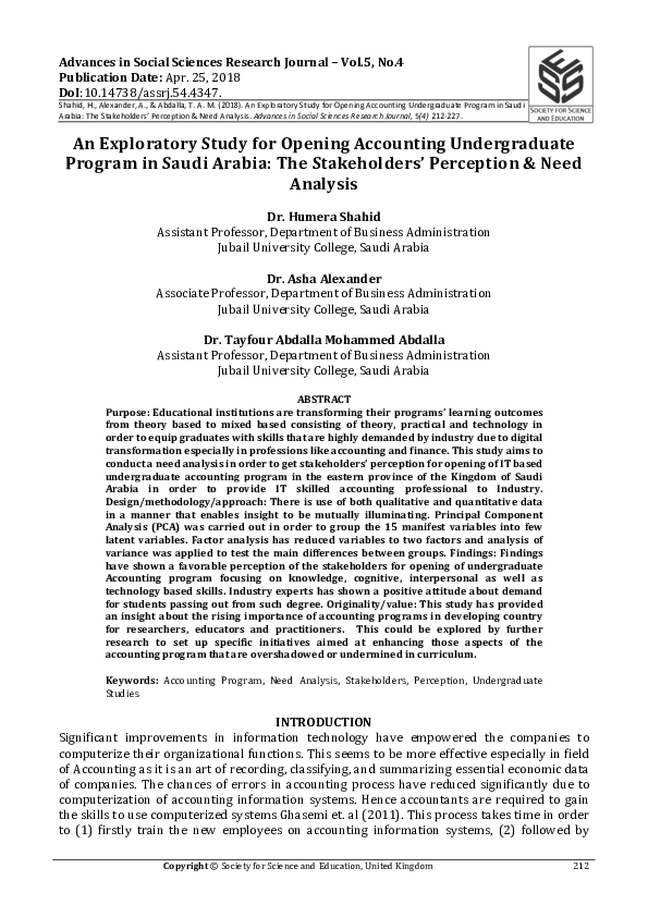 (PDF) An Exploratory Study for Opening Accounting Undergraduate Program ...