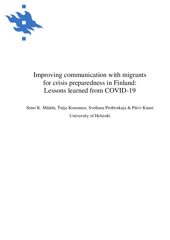 (PDF) Improving communication with migrants for crisis preparedness in ...