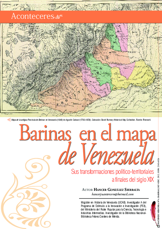 (PDF) Barinas en el mapa de Venezuela. Sus transformaciones político ...