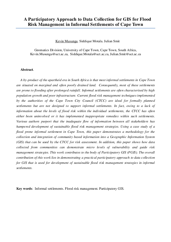 (PDF) Participatory approach to data collection for GIS for flood risk ...