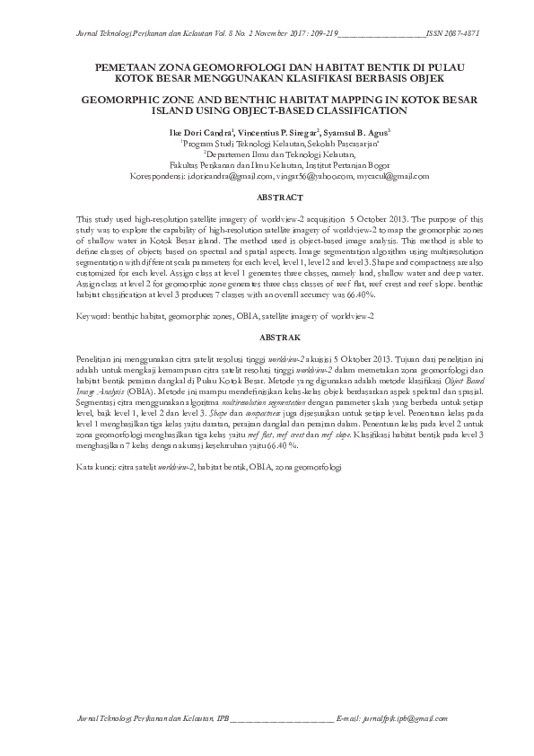 (PDF) Zona Geomorfologi Dan Habitat Bentik DI Pulau Kotok Besar ...