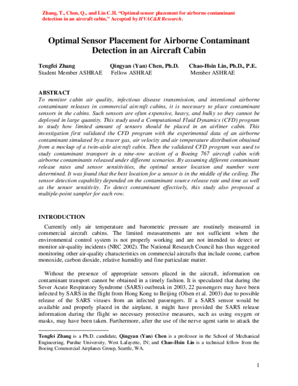 (PDF) Optimal Sensor Placement for Airborne Contaminant Detection in an ...