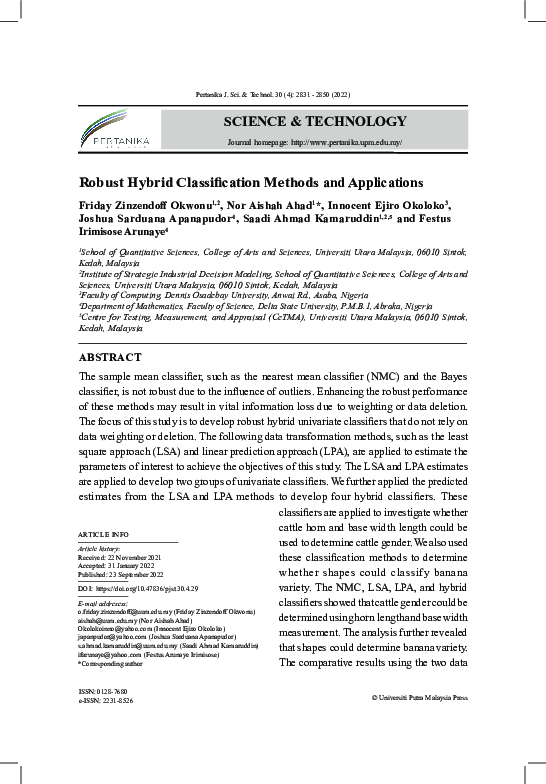 (PDF) Robust Hybrid Classification Methods and Applications (PDF) Robust Hybrid Classification Methods and Applications