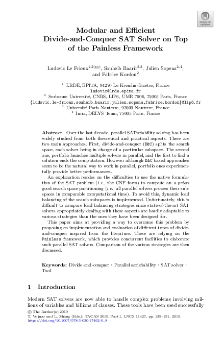(PDF) Modular and Efficient Divide-and-Conquer SAT Solver on Top of the Painless Framework