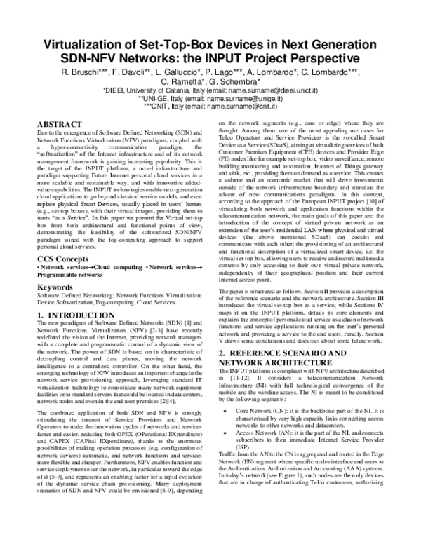 (PDF) Virtualization of set-top-box devices in next generation SDN-NFV networks