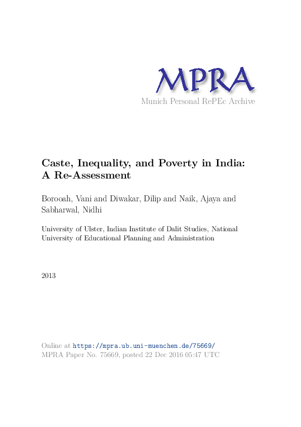 (PDF) Caste, inequality, and poverty in India: a re-assessment