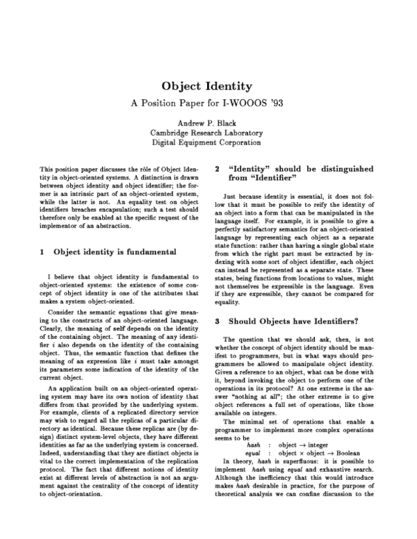 (PDF) Object identity