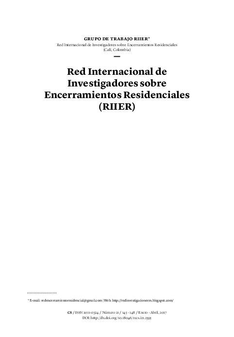 (PDF) Red Internacional de Investigadores sobre Encerramientos ...
