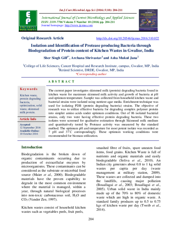 (PDF) Isolation and Identification of Protease producing Bacteria ...