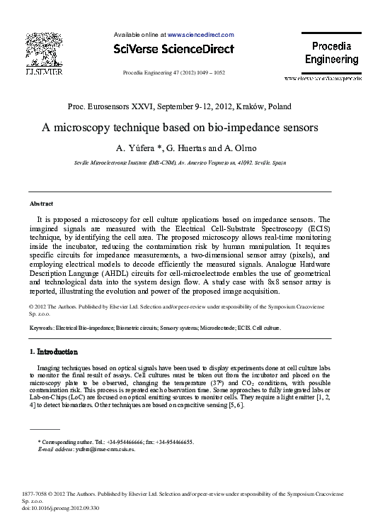 (PDF) A Microscopy Technique based on Bio-impedance Sensors