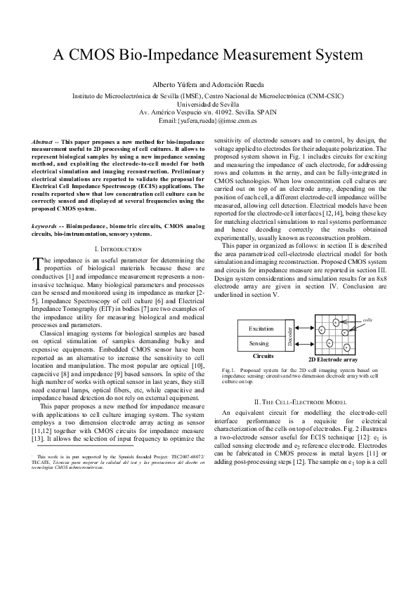 (PDF) A CMOS Bio-impedance measurement system